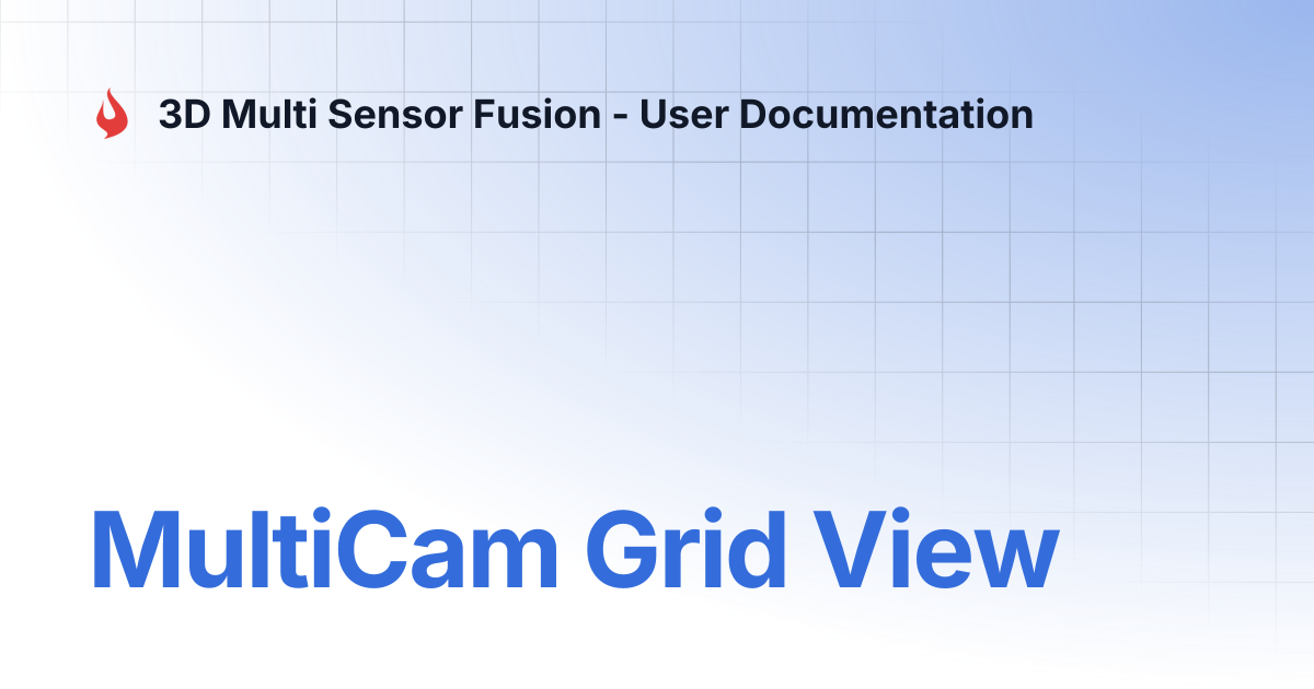 MultiCam Grid View | 3D Multi Sensor Fusion - User Documentation